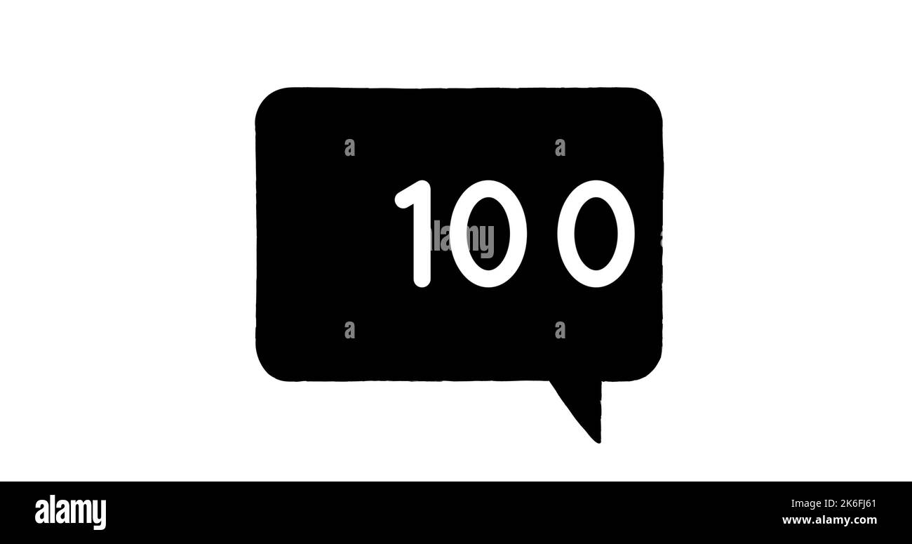 Image of 100 notifications on white background. Social media ...