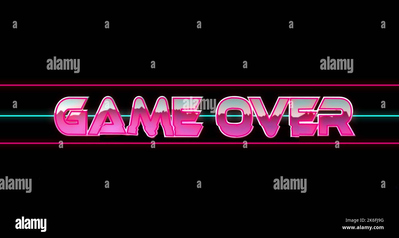 Image of game over on black background with lines. Games, communication ...