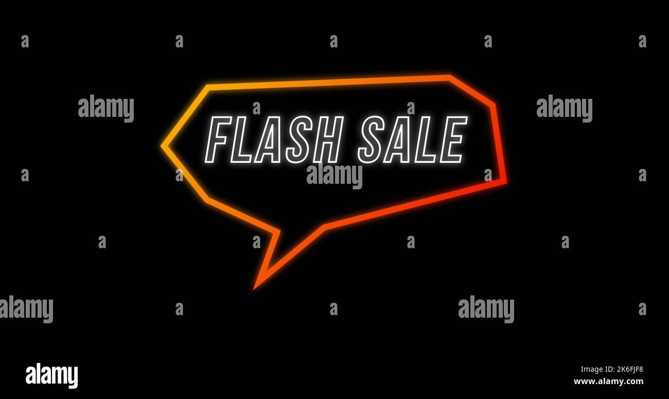 Image of Flash Sale advertisement in Retro Eighties concept with neon ...