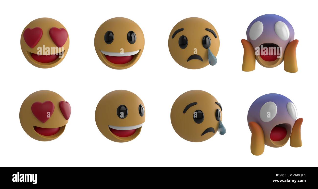 Image of diverse emoticons on white background. Social media ...