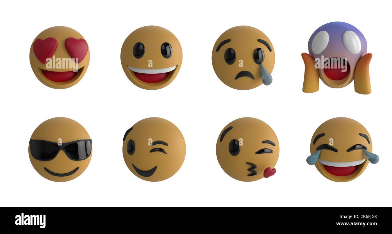 Image of diverse emoticons on white background. Social media ...