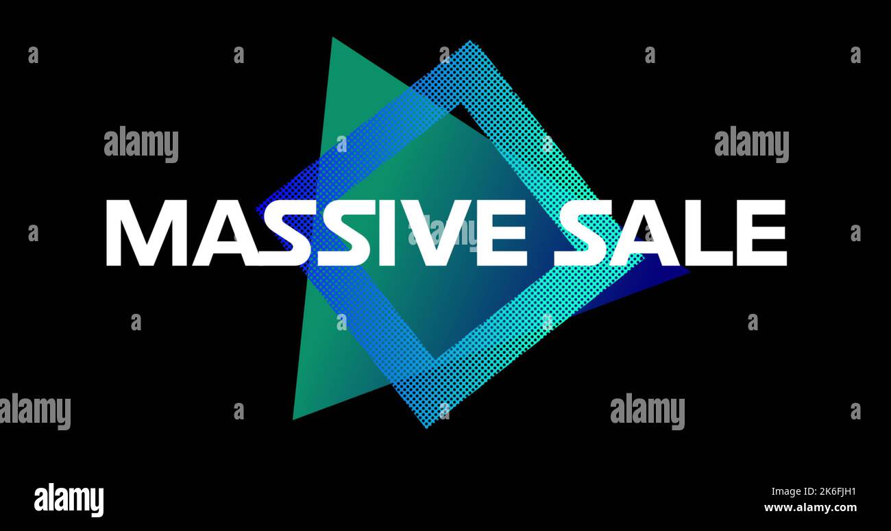 Image of Massive Sale advertisement in Retro Eighties concept with neon ...