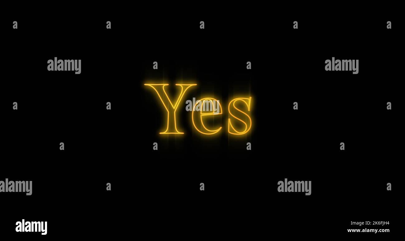 Image of neon yes on black background. Party, disco, communication ...