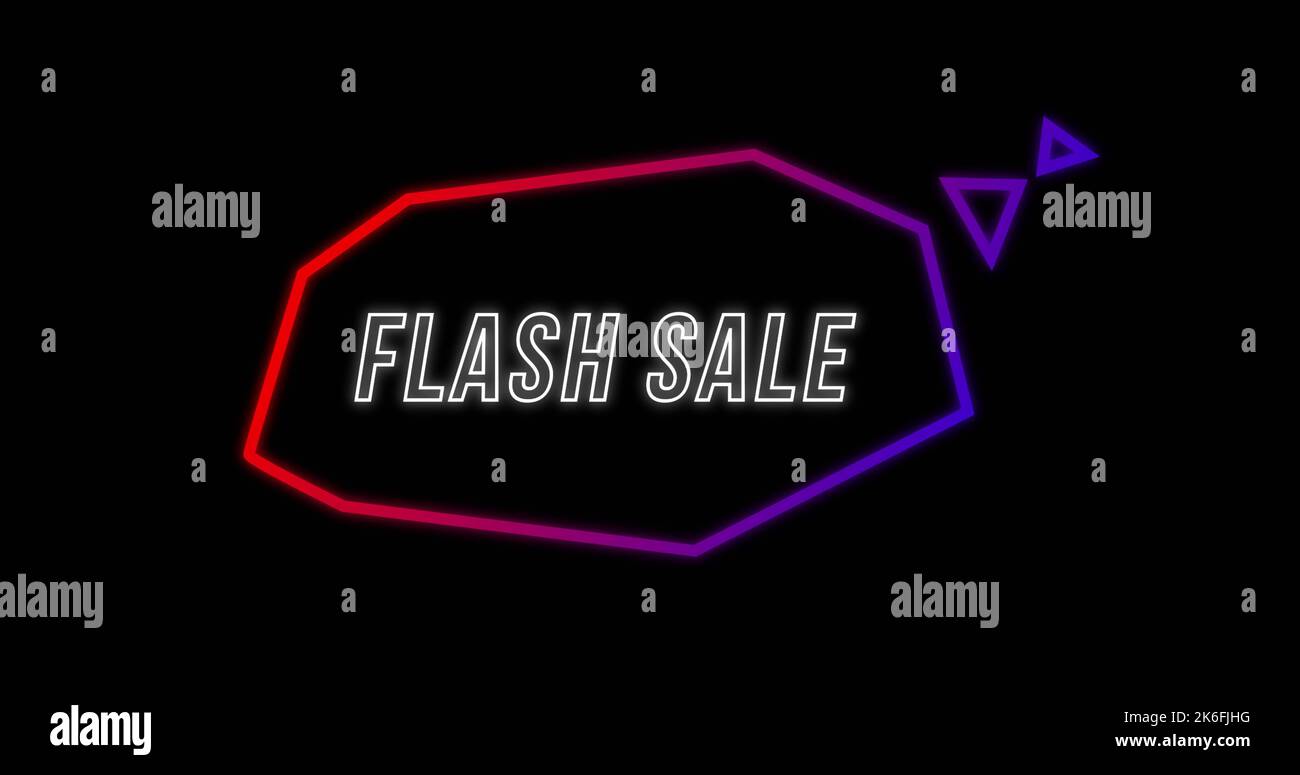 Image of Flash Sale advertisement in Retro Eighties concept with neon ...