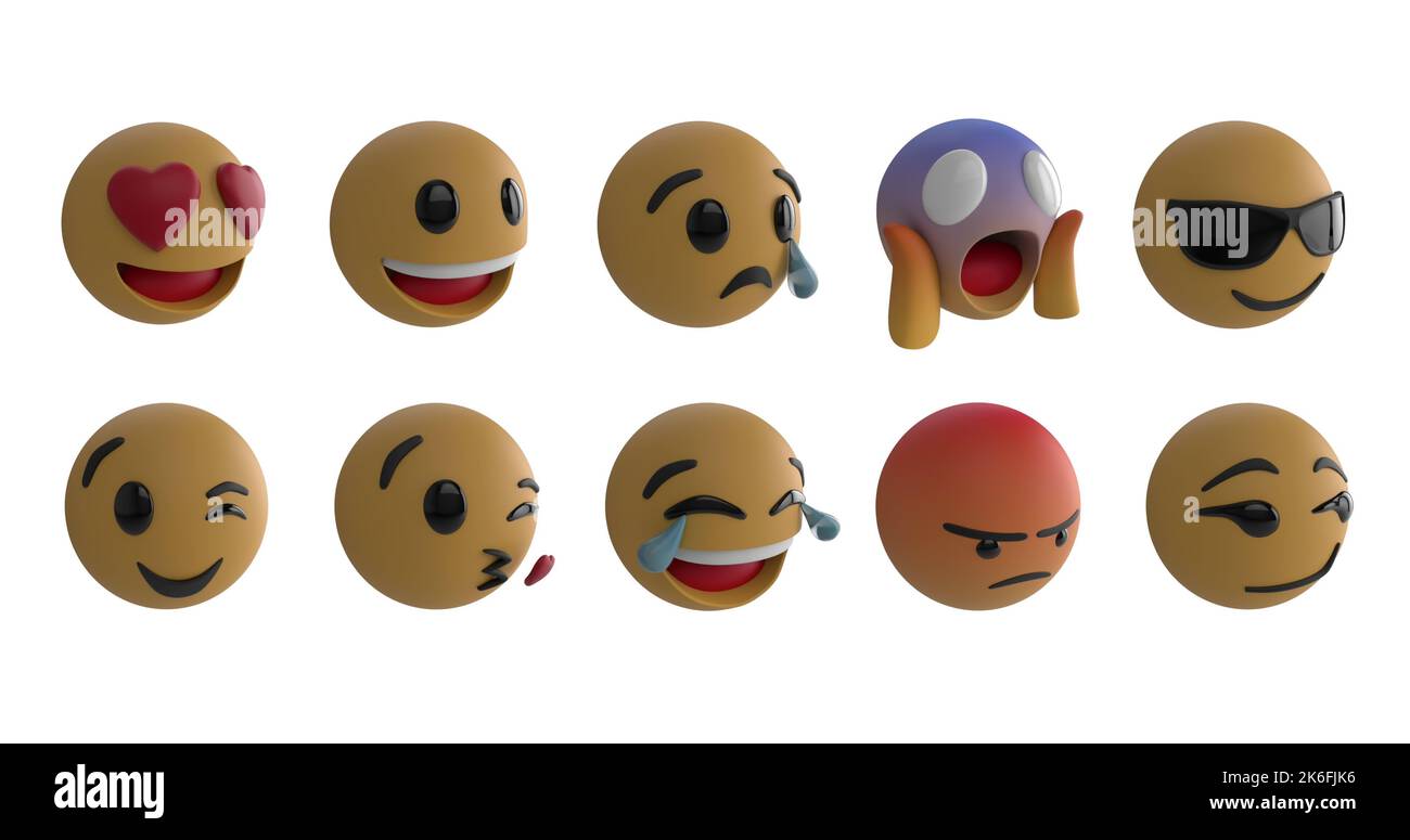 Image of diverse emoticons on white background. Social media ...