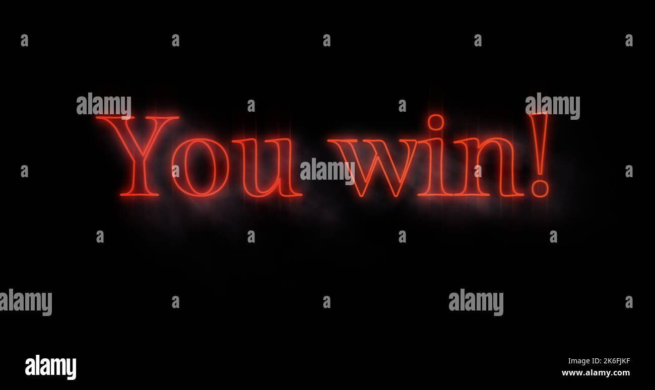 Image of neon you win on black background. Party, disco, communication ...