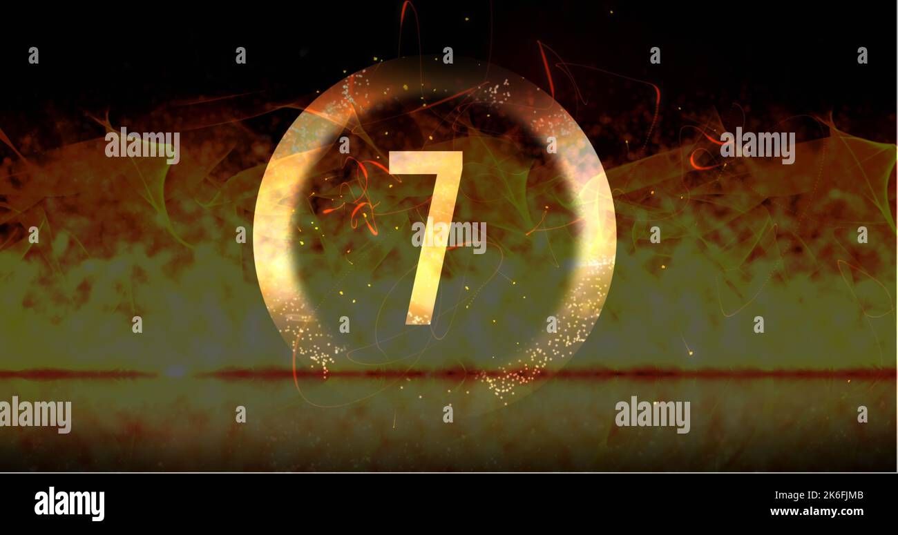 Image of ring and glowing number seven in dramatic countdown over ...