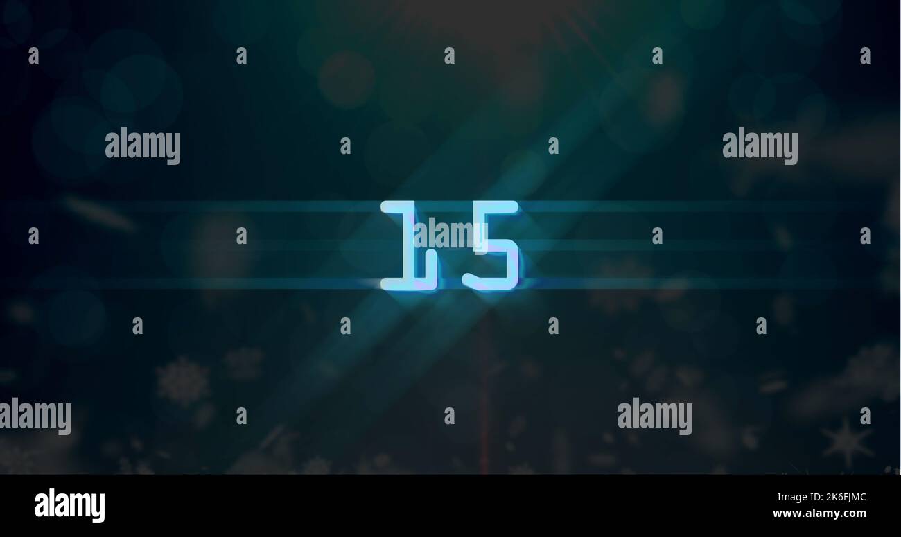 Image of blue retro digital number fifteen in countdown with screen ...