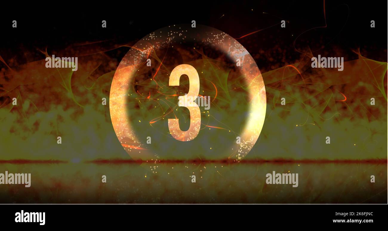 Image of ring and glowing number three in dramatic countdown over ...
