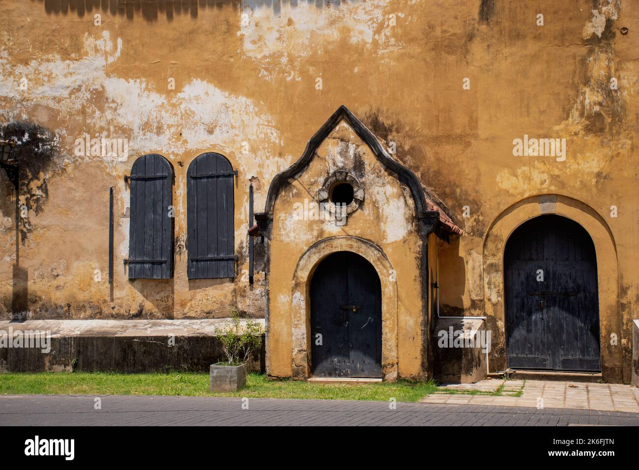 Side view of a facade of an old European building Stock Photo - Alamy