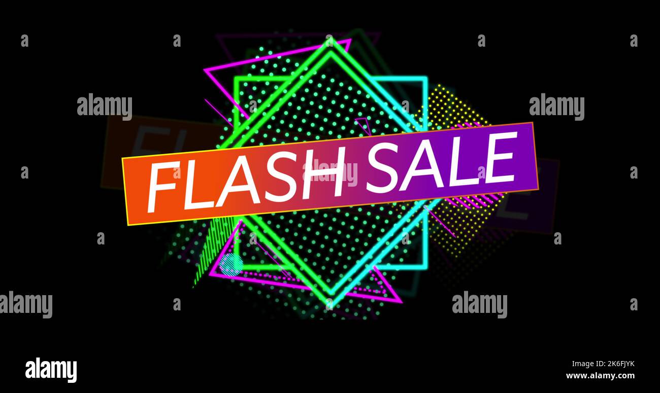 Image of Flash Sale advertisement in Retro Eighties style with neon ...