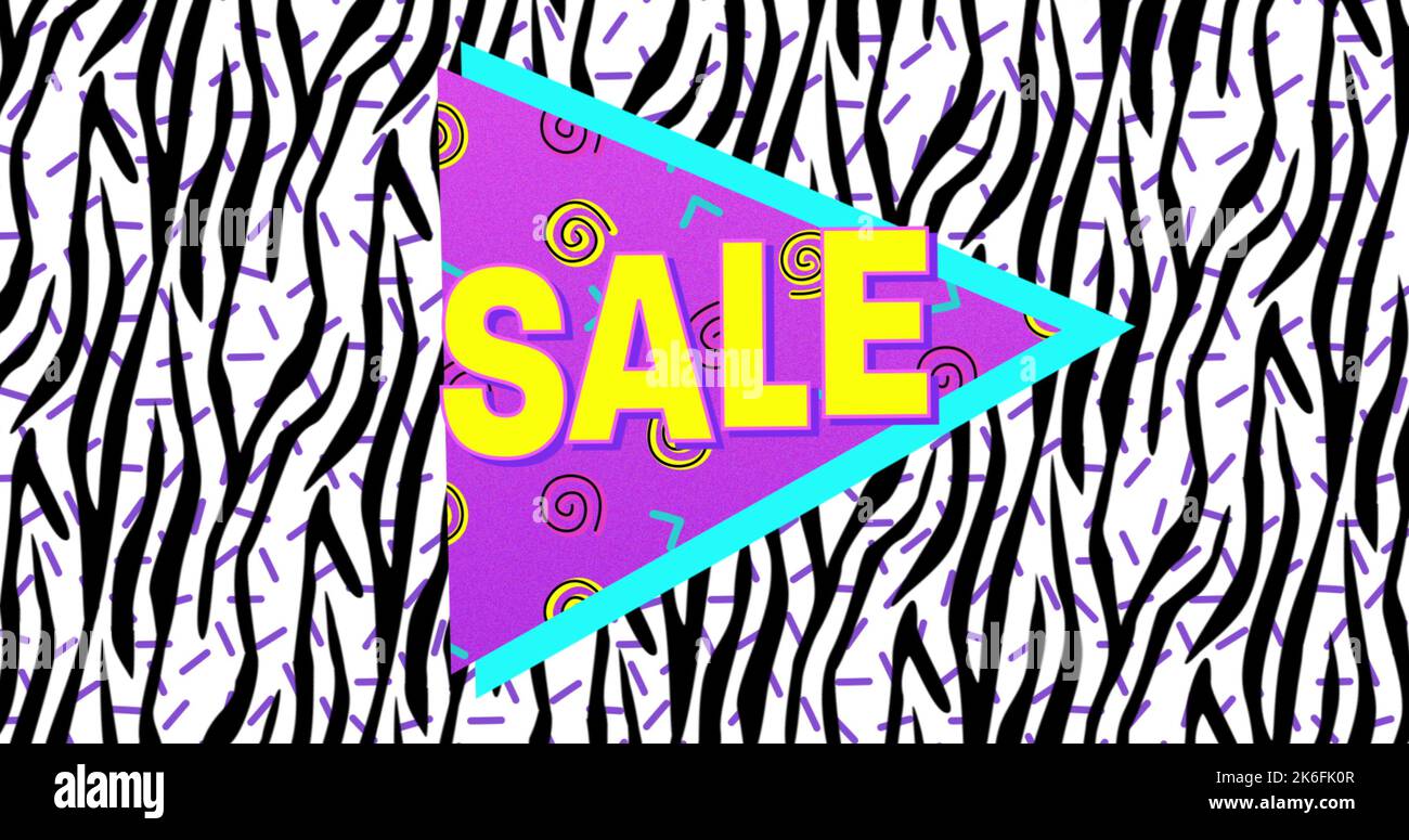 Image of Bold Sale Advertisement in Retro Eighties Style appearing and ...