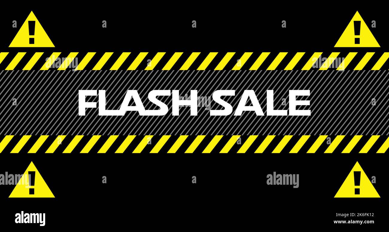 Image of Flash Sale text between industrial ribbons and warning signs ...