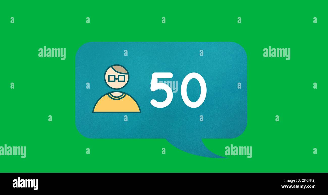 Image of 50 users on green background. Social media, communication ...