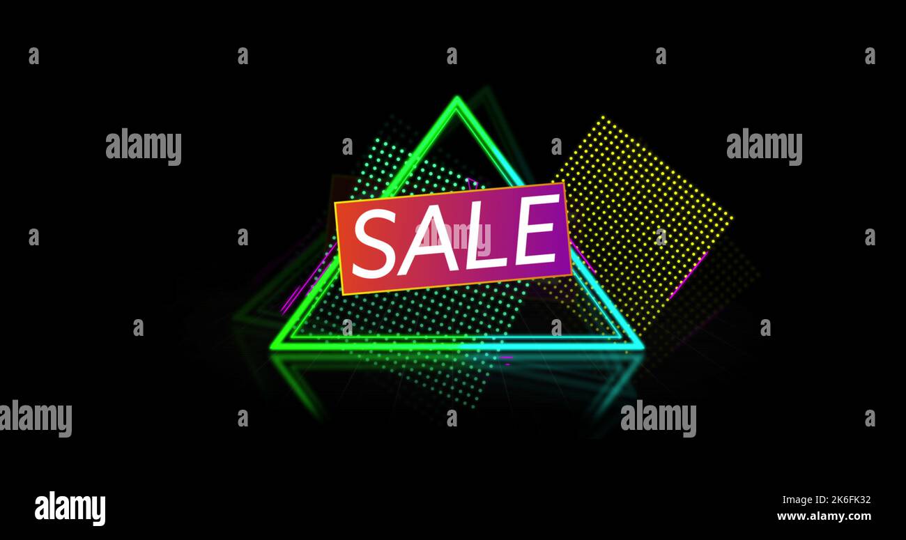 Image of Sale advertisement in Retro Eighties style with neon shapes ...