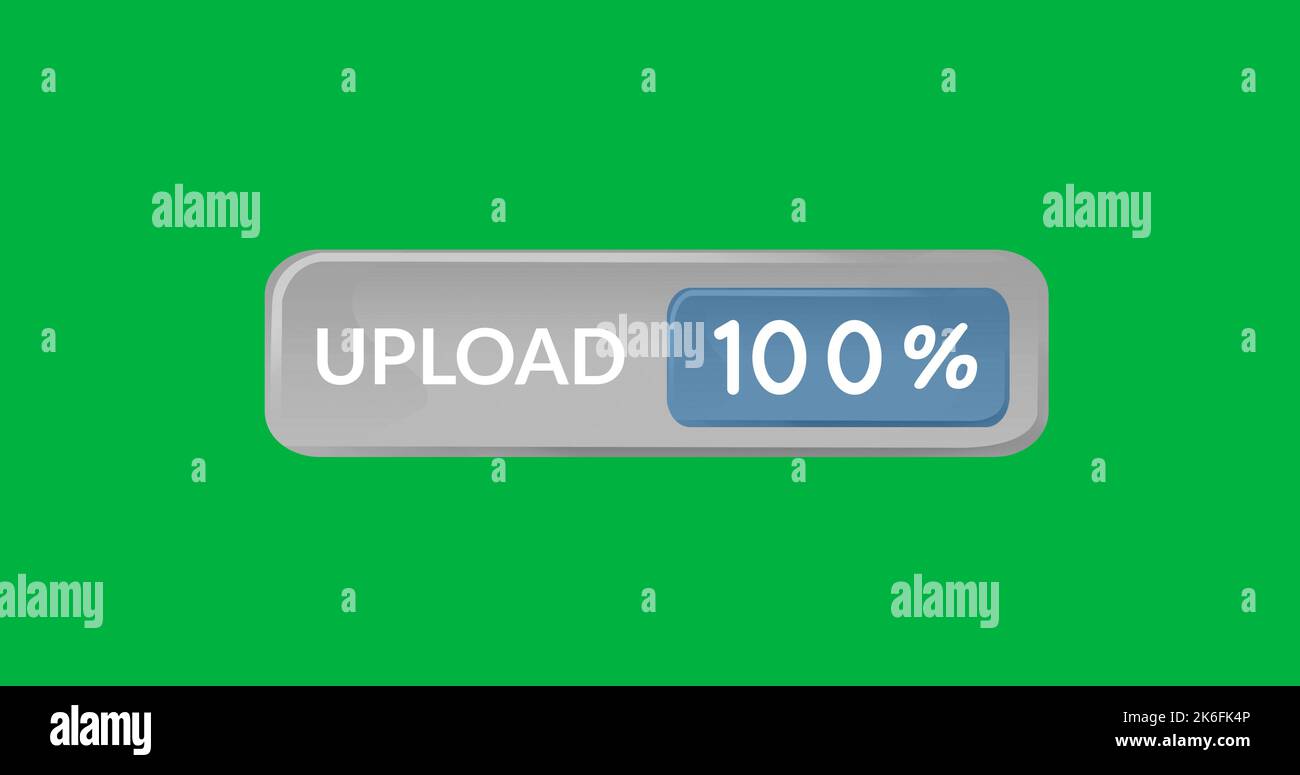 Image of 100 percent uploading bar on green background. Social media ...