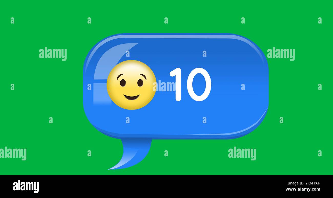 Image of 10 messages and emoticons on green background. Social media ...