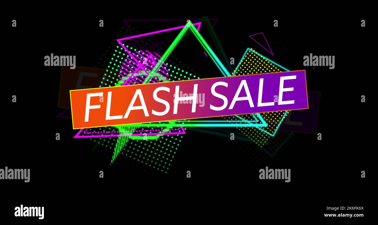 Image of Flash Sale advertisement in Retro Eighties style with neon ...