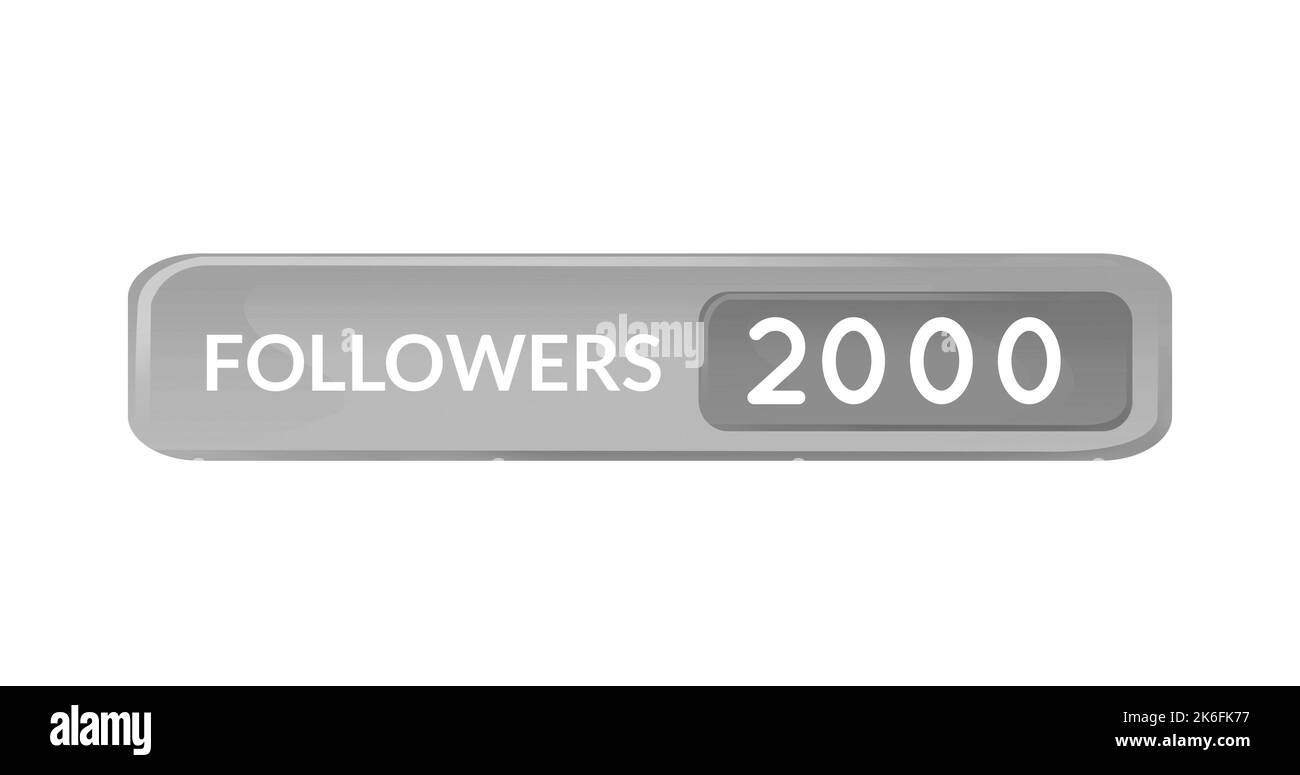 Image of 2000 followers on white background. Social media ...