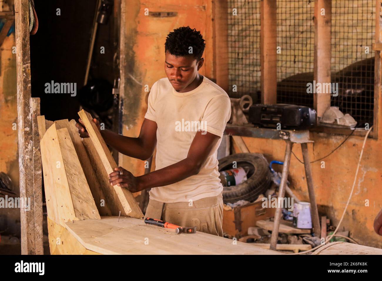 Accra, Ghana - April 06, 2022: Local African Worker in the Ghana ...