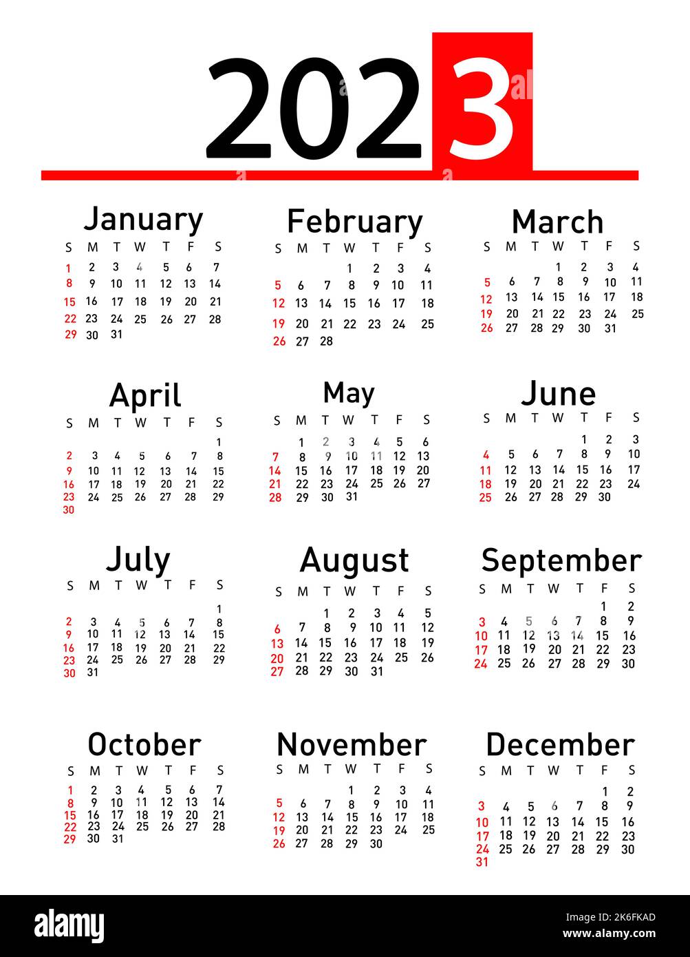 Calendar for 2023 vector illustration Stock Vector Image & Art - Alamy