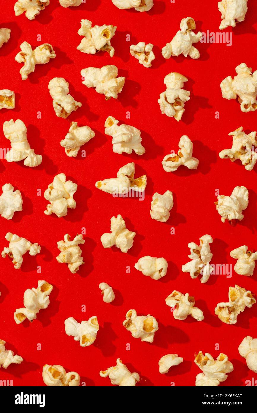 Snack of watching movie concept, Arrangement of sweet popcorn isolated ...