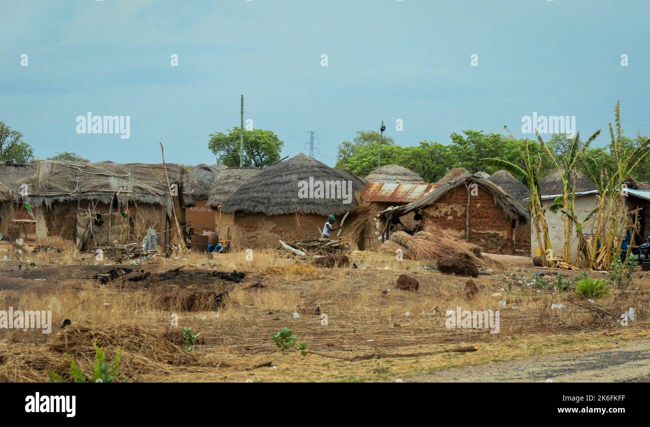 Traditional African Buildings made from Clay and Straw in Ghana village ...