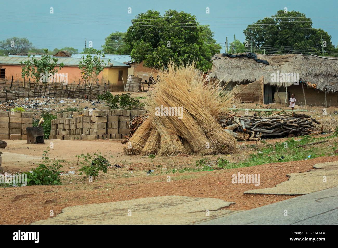 Traditional African Buildings made from Clay and Straw in Ghana village ...