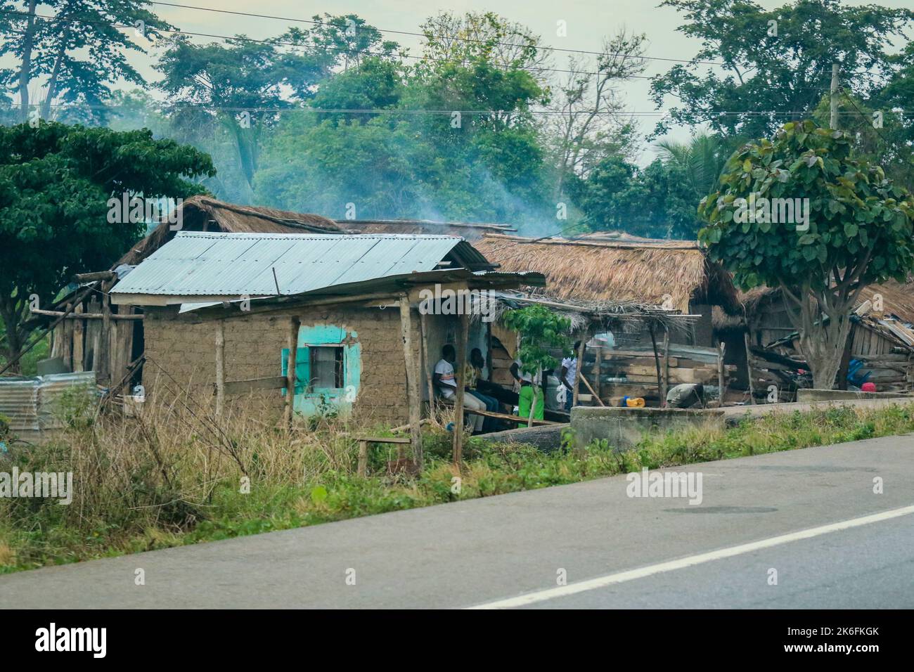 Traditional African Buildings made from Clay and Straw in Ghana village ...