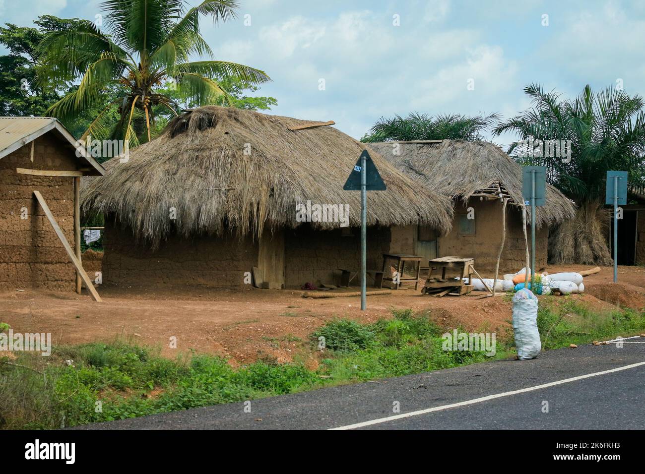 Traditional African Buildings made from Clay and Straw in Ghana village ...