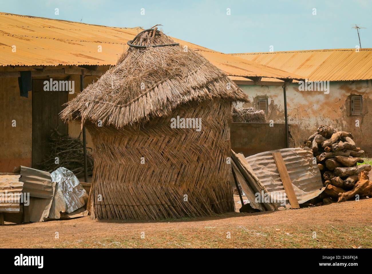 Traditional African Buildings made from Clay and Straw in Ghana village ...