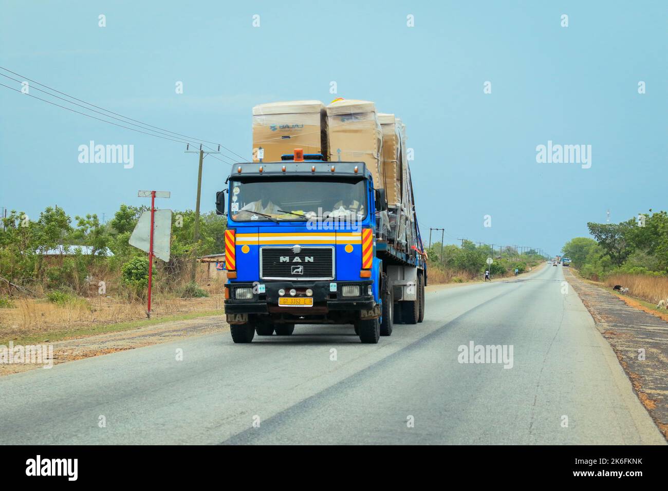 Scenic African Road under the Blue Sky in Ghana, West Africa Stock ...