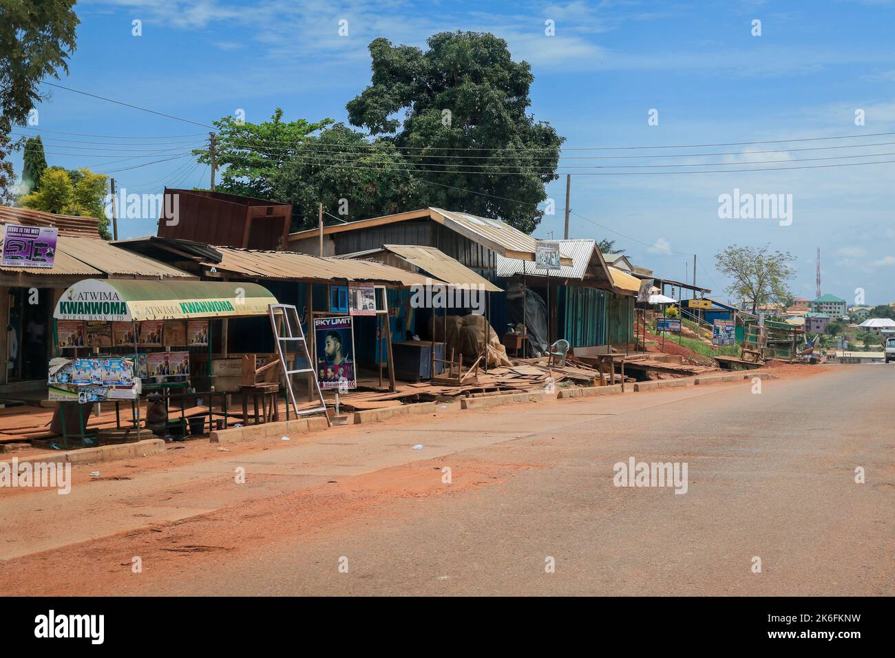 Scenic African Road under the Blue Sky in Ghana, West Africa Stock ...