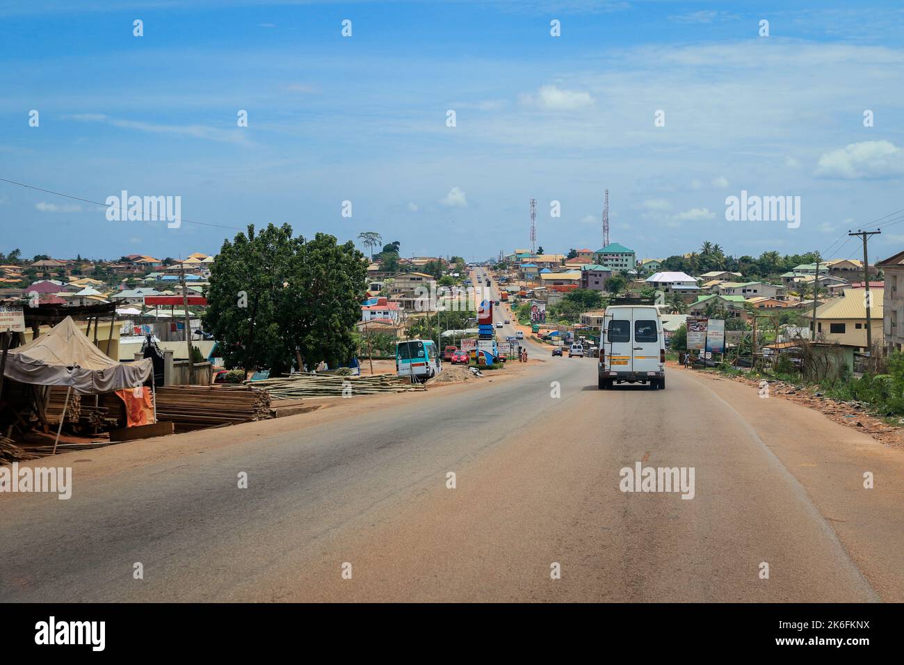 Scenic African Road under the Blue Sky in Ghana, West Africa Stock ...