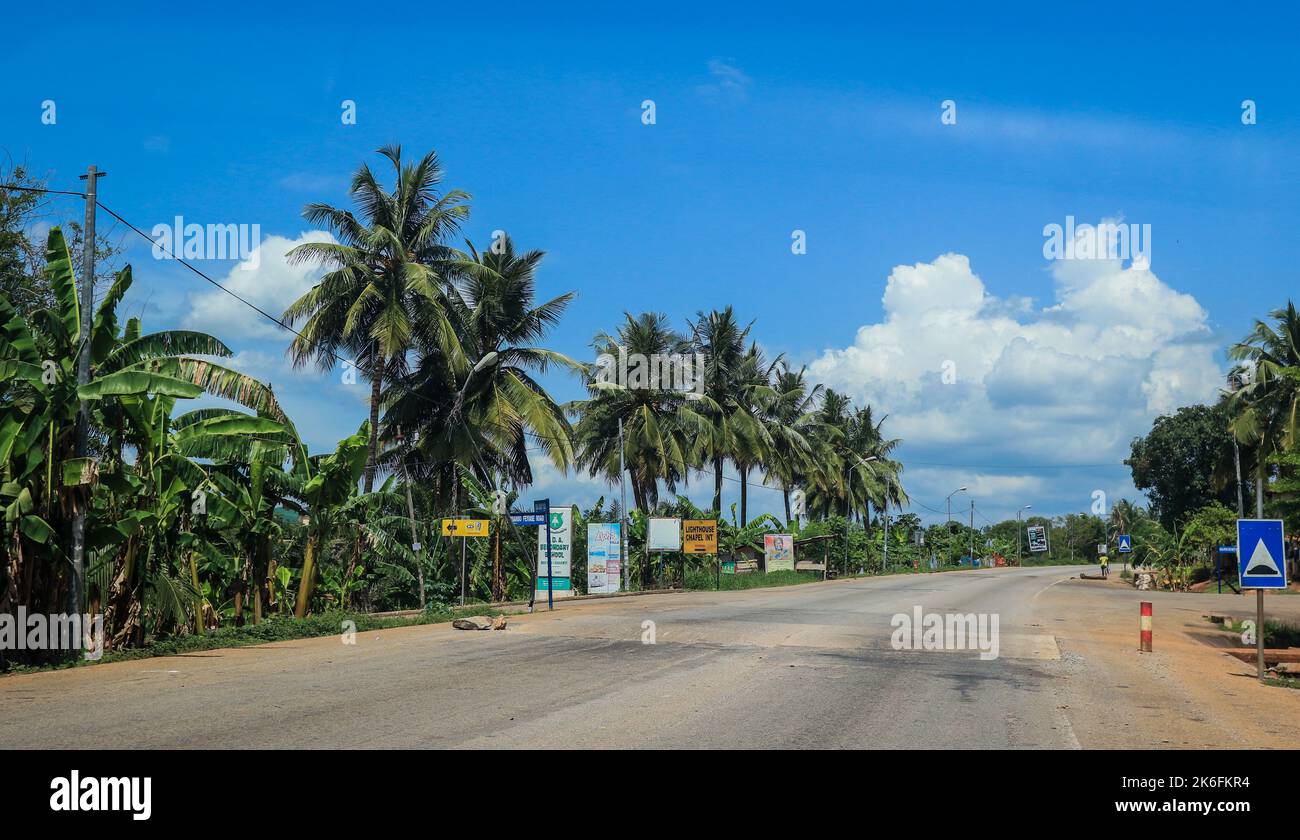 Scenic African Road under the Blue Sky in Ghana, West Africa Stock ...