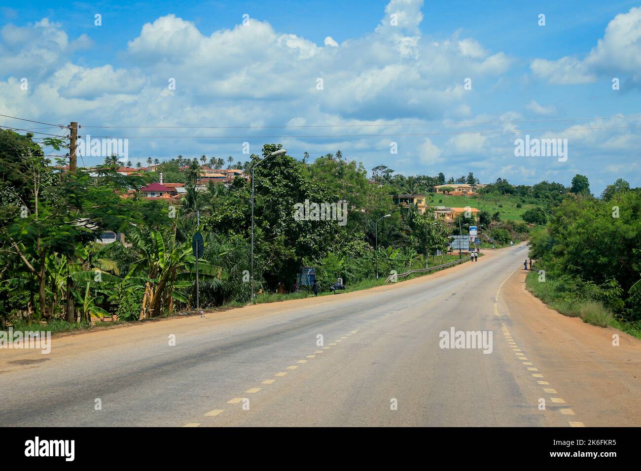 Scenic African Road under the Blue Sky in Ghana, West Africa Stock ...