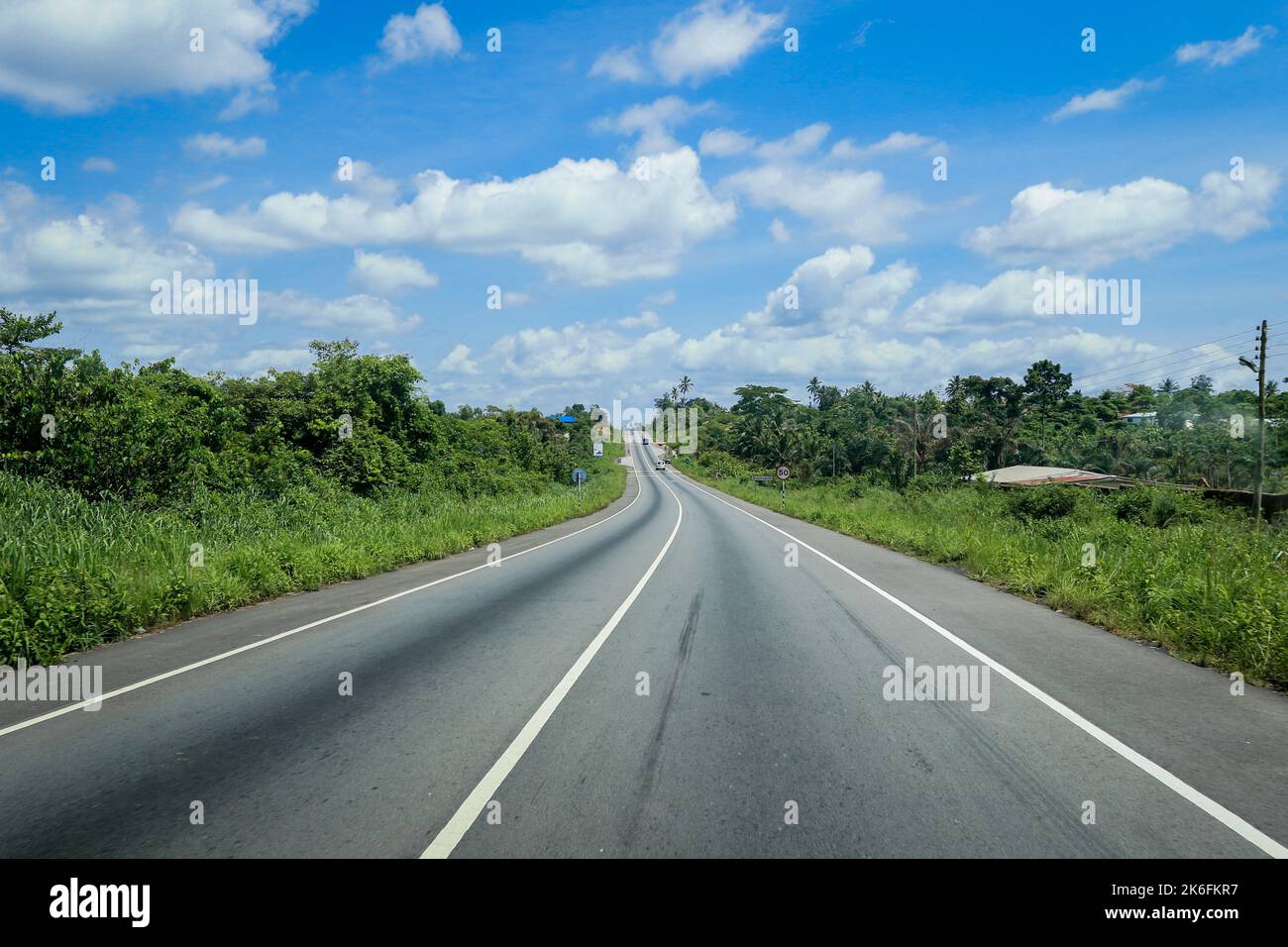 Scenic African Road under the Blue Sky in Ghana, West Africa Stock ...