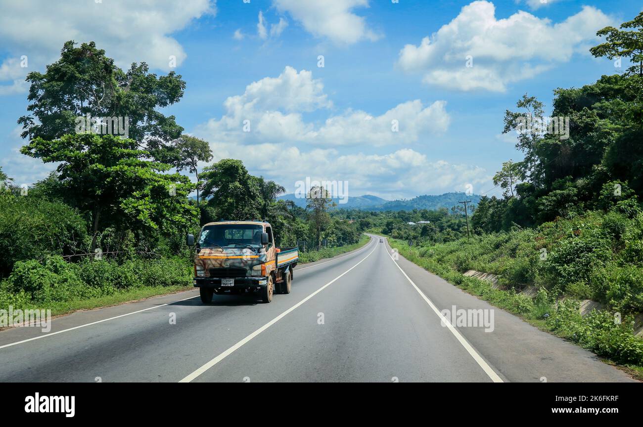 Scenic African Road under the Blue Sky in Ghana, West Africa Stock ...