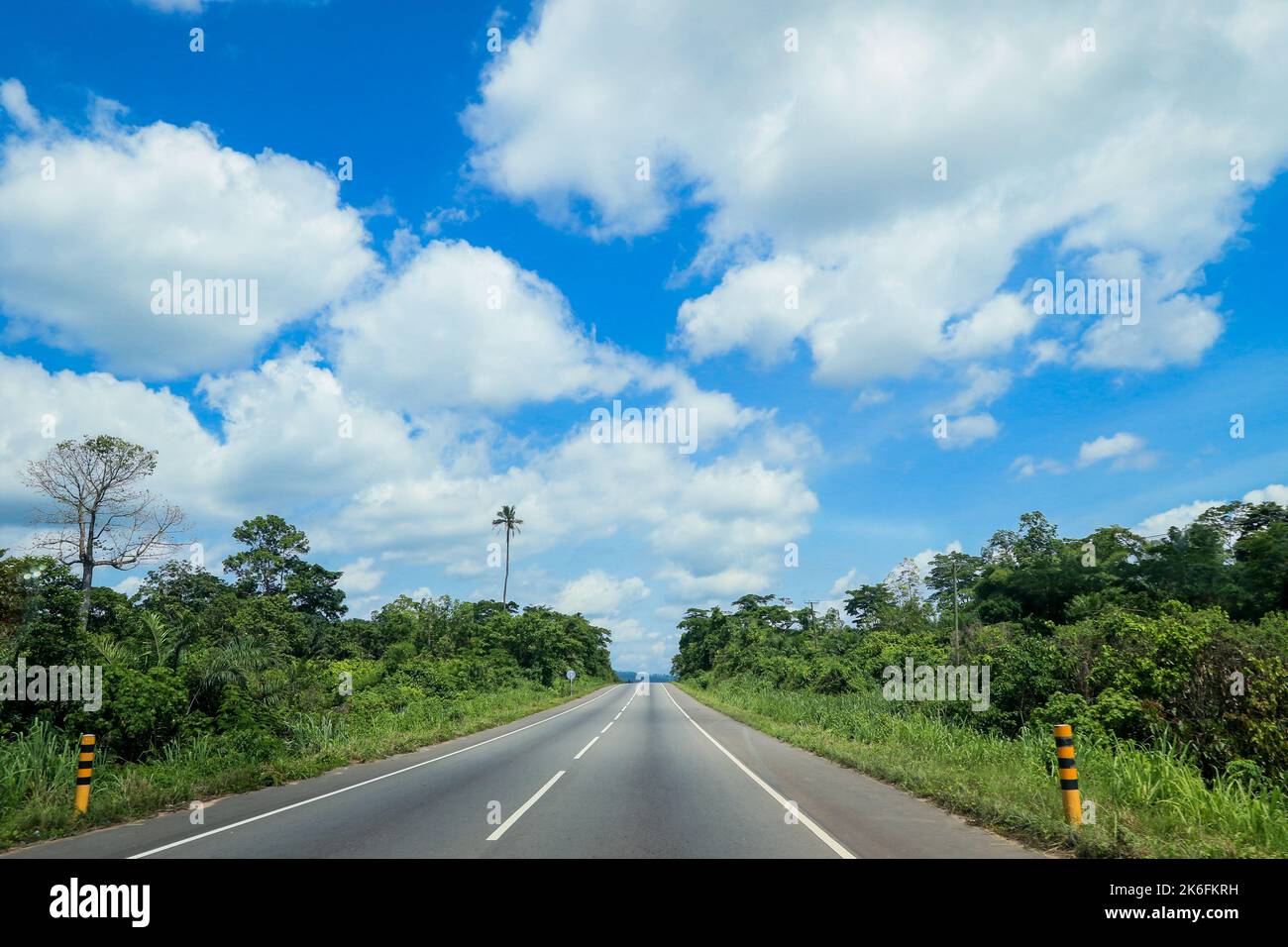 Scenic African Road under the Blue Sky in Ghana, West Africa Stock ...
