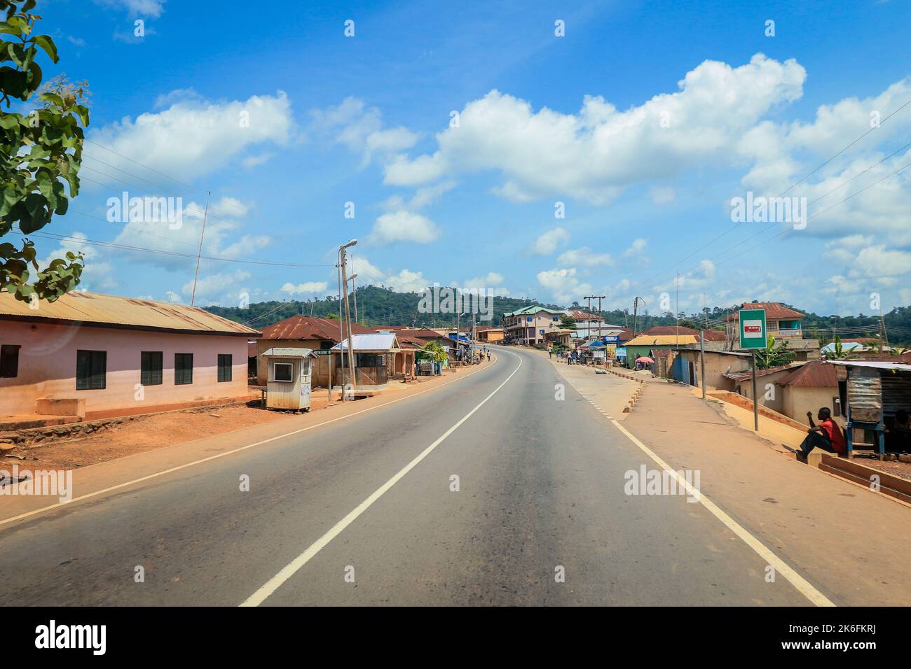 Scenic African Road under the Blue Sky in Ghana, West Africa Stock ...