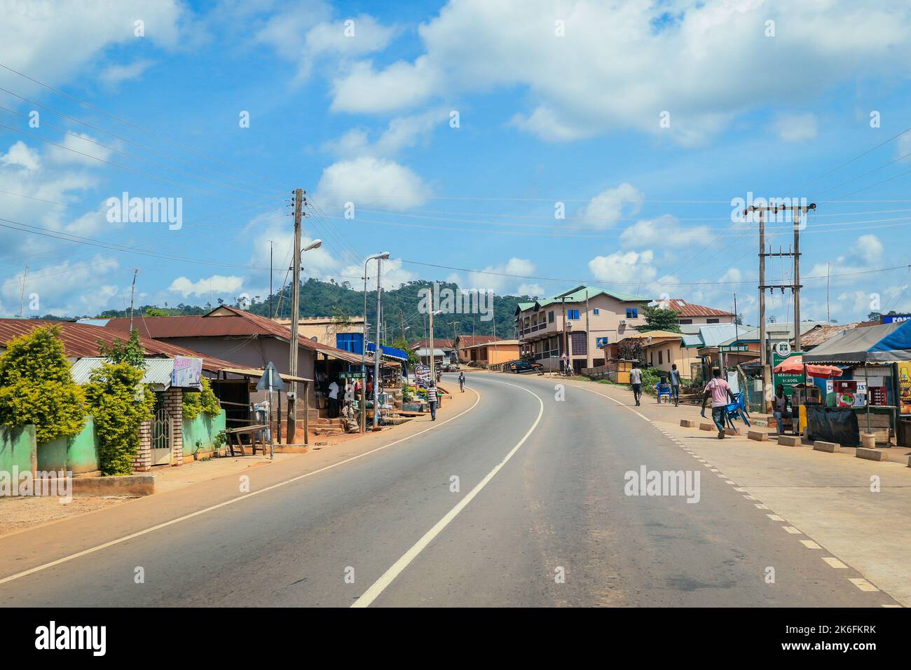 Scenic African Road under the Blue Sky in Ghana, West Africa Stock ...