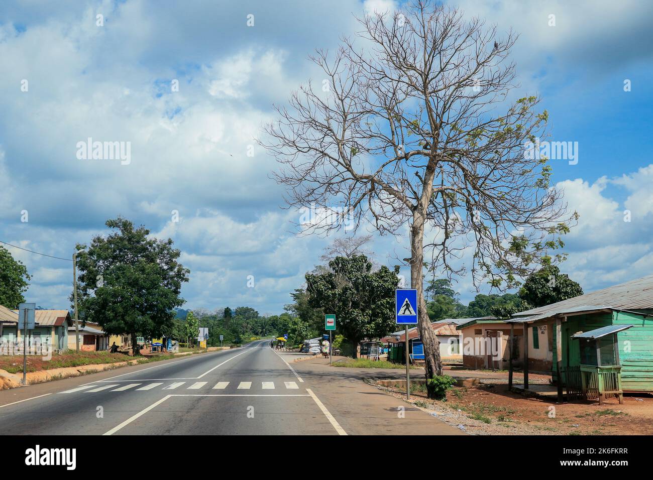 Scenic African Road under the Blue Sky in Ghana, West Africa Stock ...