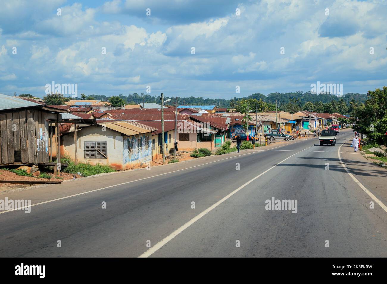 Scenic African Road under the Blue Sky in Ghana, West Africa Stock ...