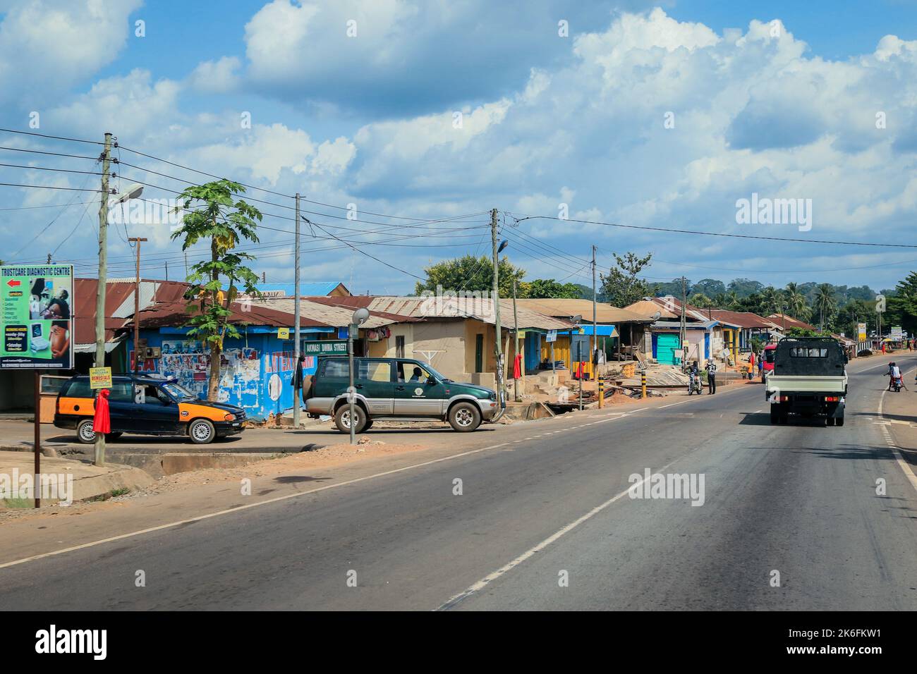Scenic African Road under the Blue Sky in Ghana, West Africa Stock ...