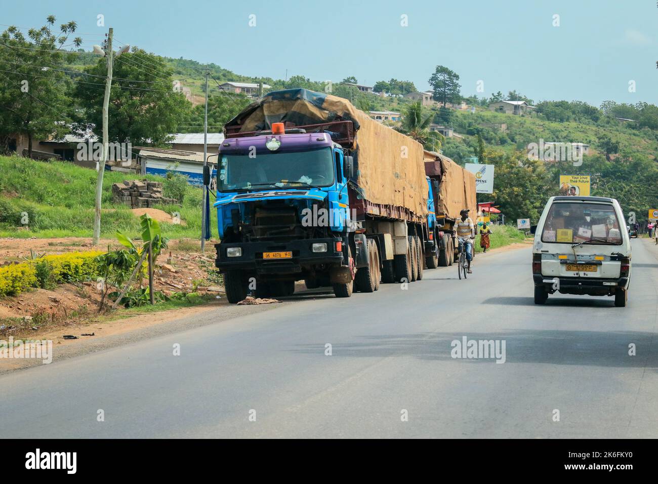 Scenic African Road under the Blue Sky in Ghana, West Africa Stock ...
