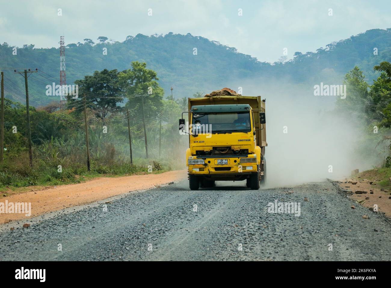 Scenic African Road under the Blue Sky in Ghana, West Africa Stock ...