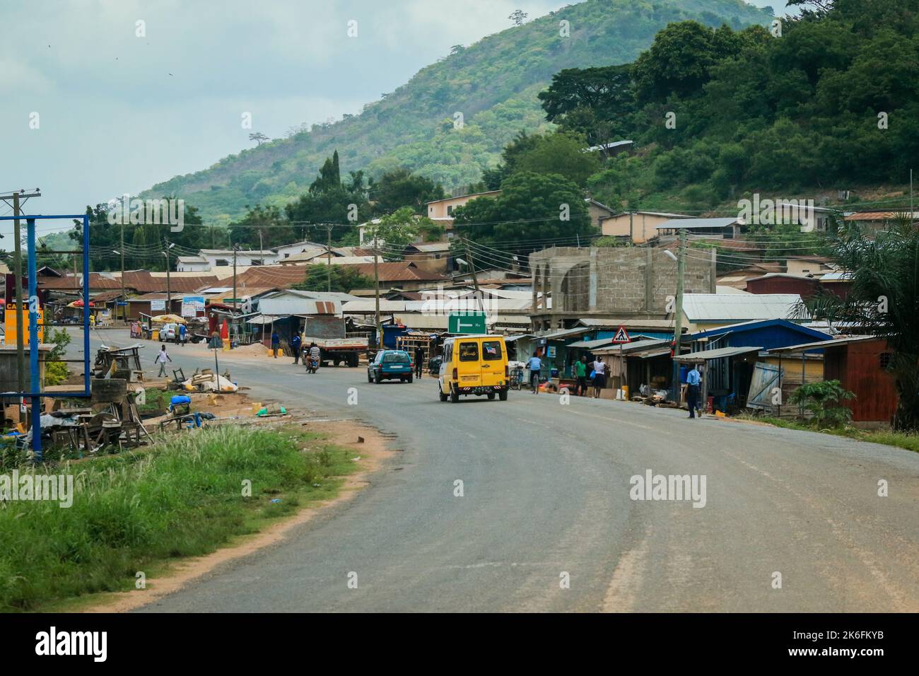 Scenic African Road under the Blue Sky in Ghana, West Africa Stock ...