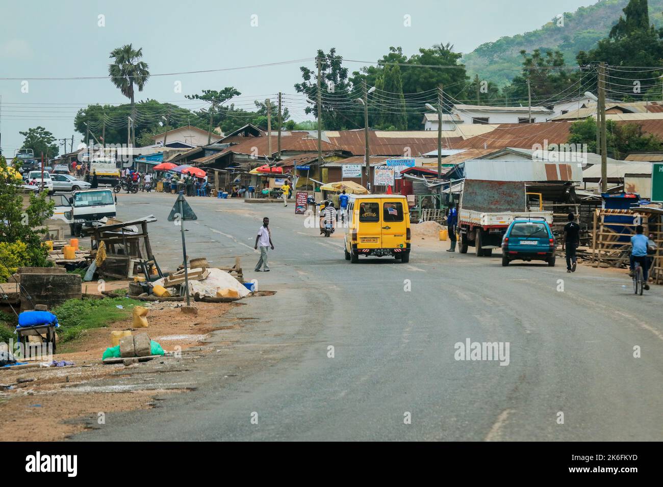 Scenic African Road under the Blue Sky in Ghana, West Africa Stock ...