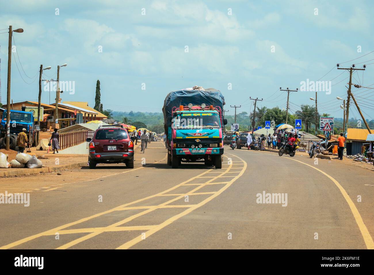 Scenic African Road under the Blue Sky in Ghana, West Africa Stock ...