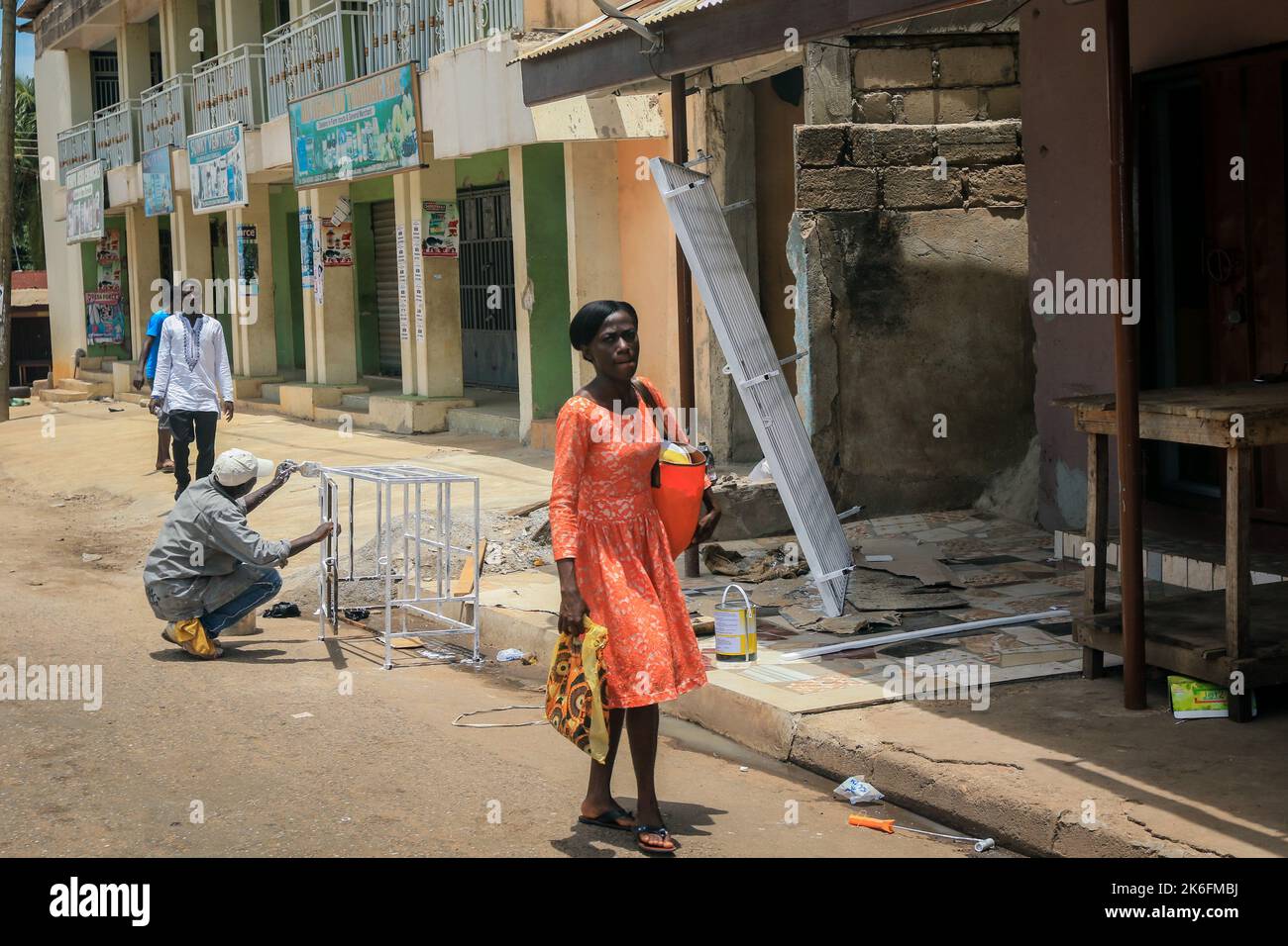 Kumasi, Ghana - April 06, 2022: Local Ghana People crossing the Crowded ...